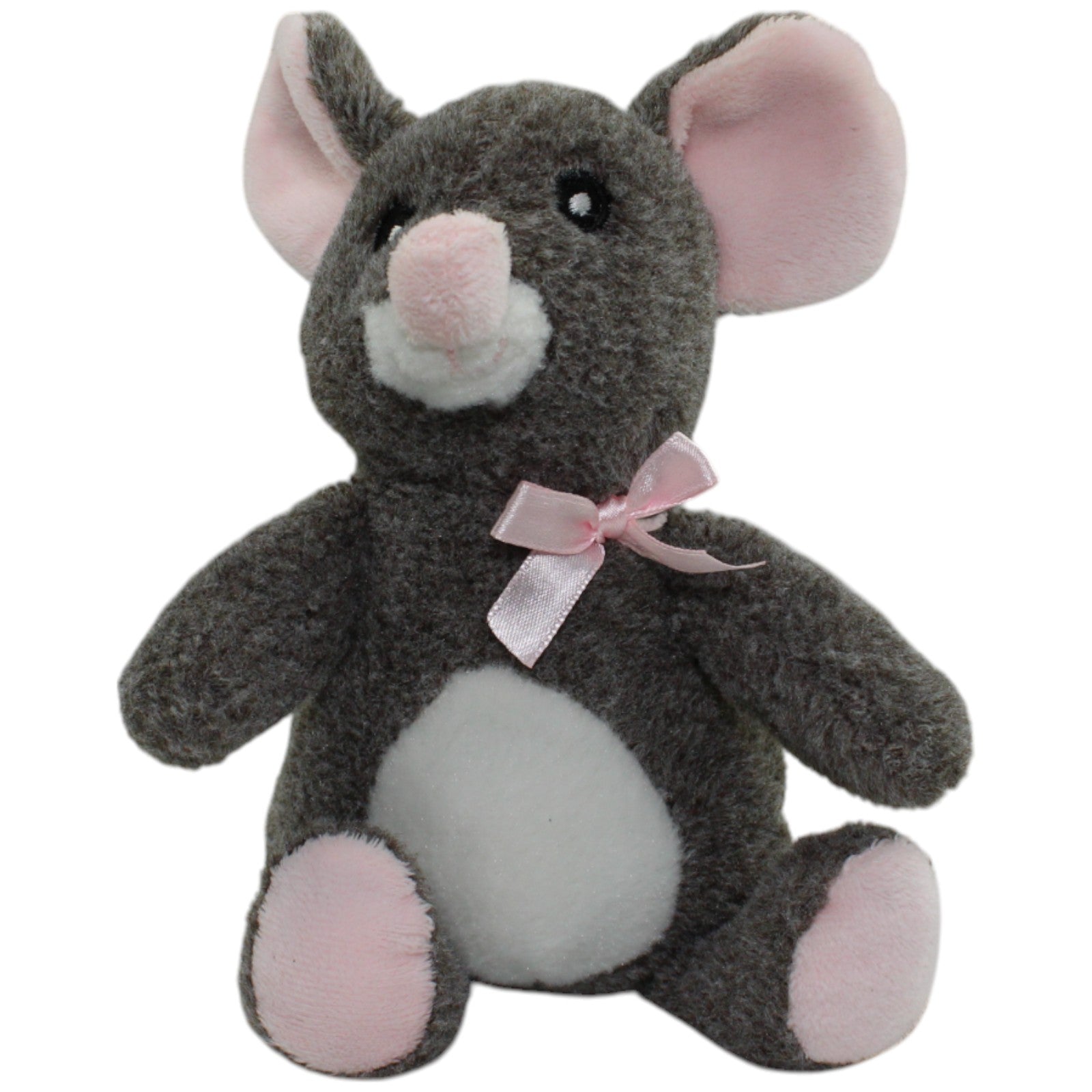Graue Maus mit rosa Schleife Kuscheltier | Kumpel Leo